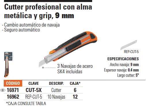 Repuesto para cutter CUT-5 y CUT-5X con 10 cuchillas Clave-REP-CUT-5 ...
