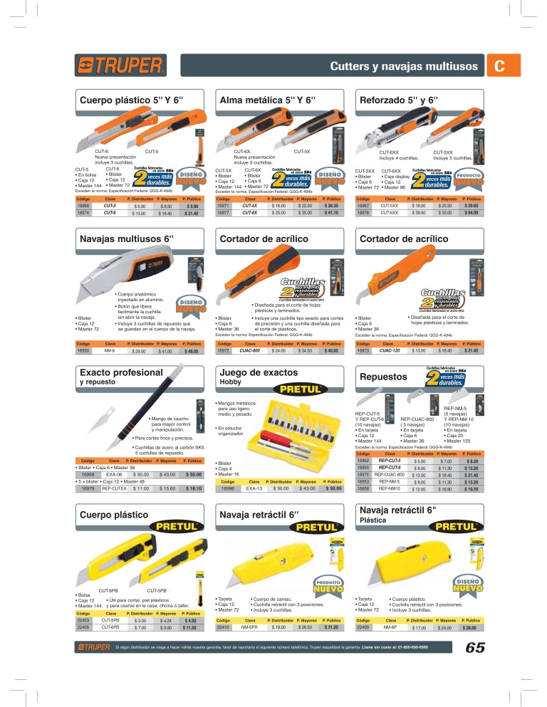 Repuesto para cutter CUT-5 y CUT-5X con 10 cuchillas Clave-REP-CUT-5 ...